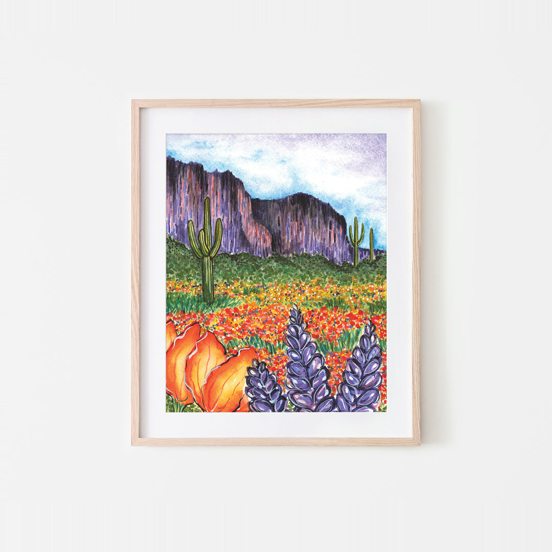 Superstition Superbloom Watercolor Art Print – Phoenix Supply Co.